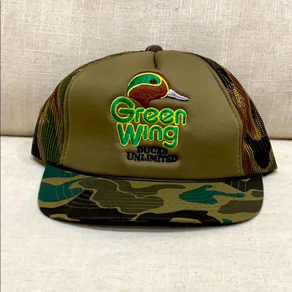 Vintage Ducks Unlimited Green Wing Hat - Gem